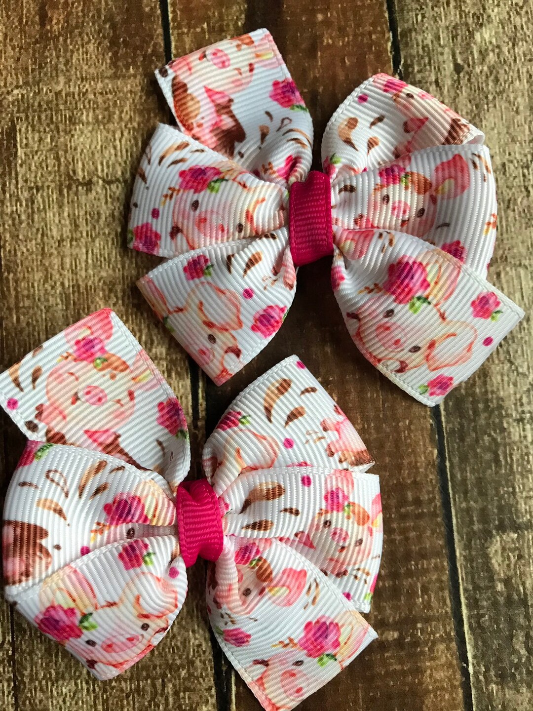 Pink Piggy Hair Bows, Piggy Tail Hair Bows, Pig Hair Bow, Farm Animal ...