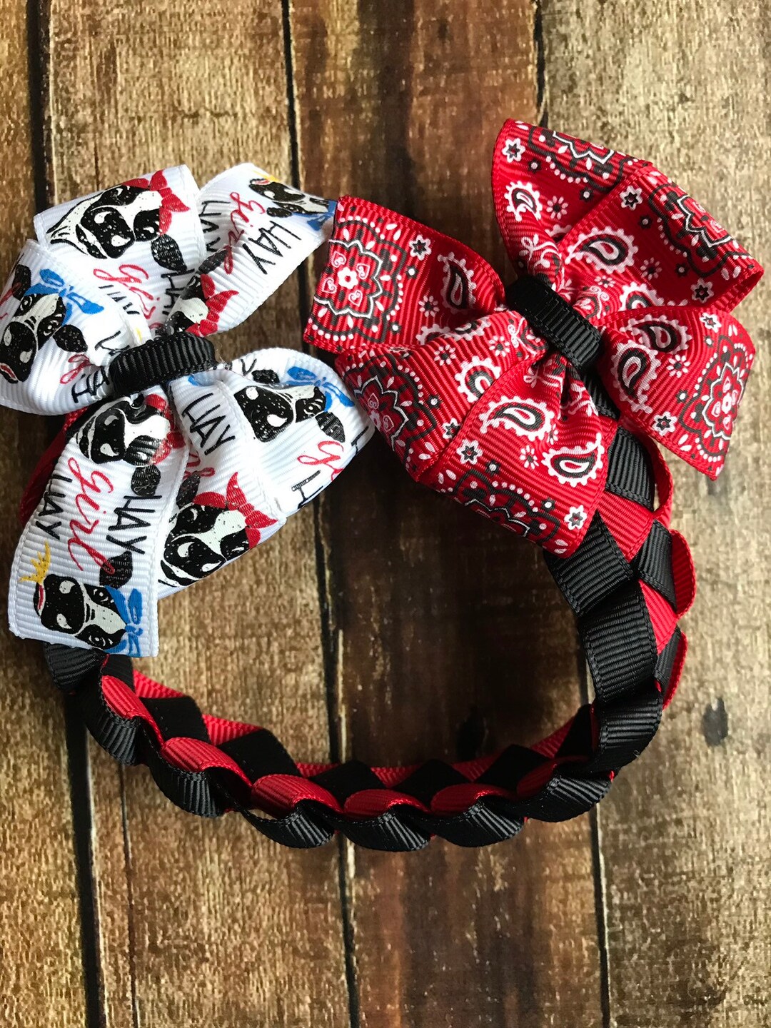 Bun Wrap, Red Paisley Bun Wrap for Girls, Cow Print Hair Bow - Etsy