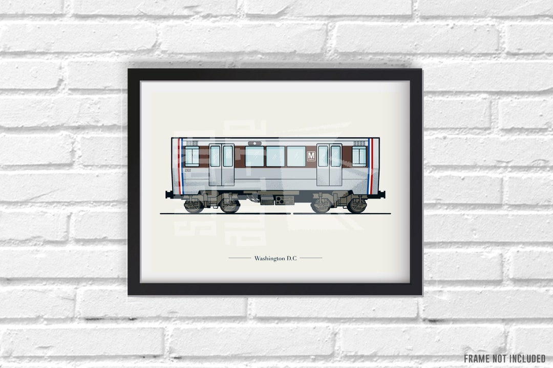 Washington DC Subway Art Print, Small Train Wagon Illustration, Perfect ...