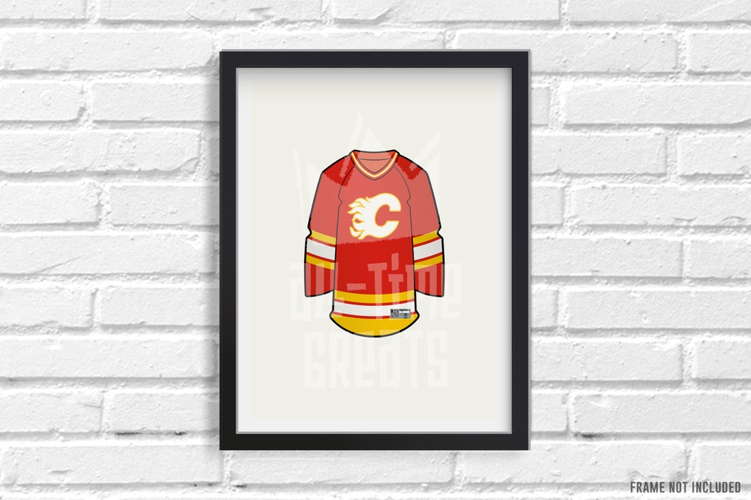 Calgary Flames Vintage Jersey Art Print, Small Vintage Sports ...