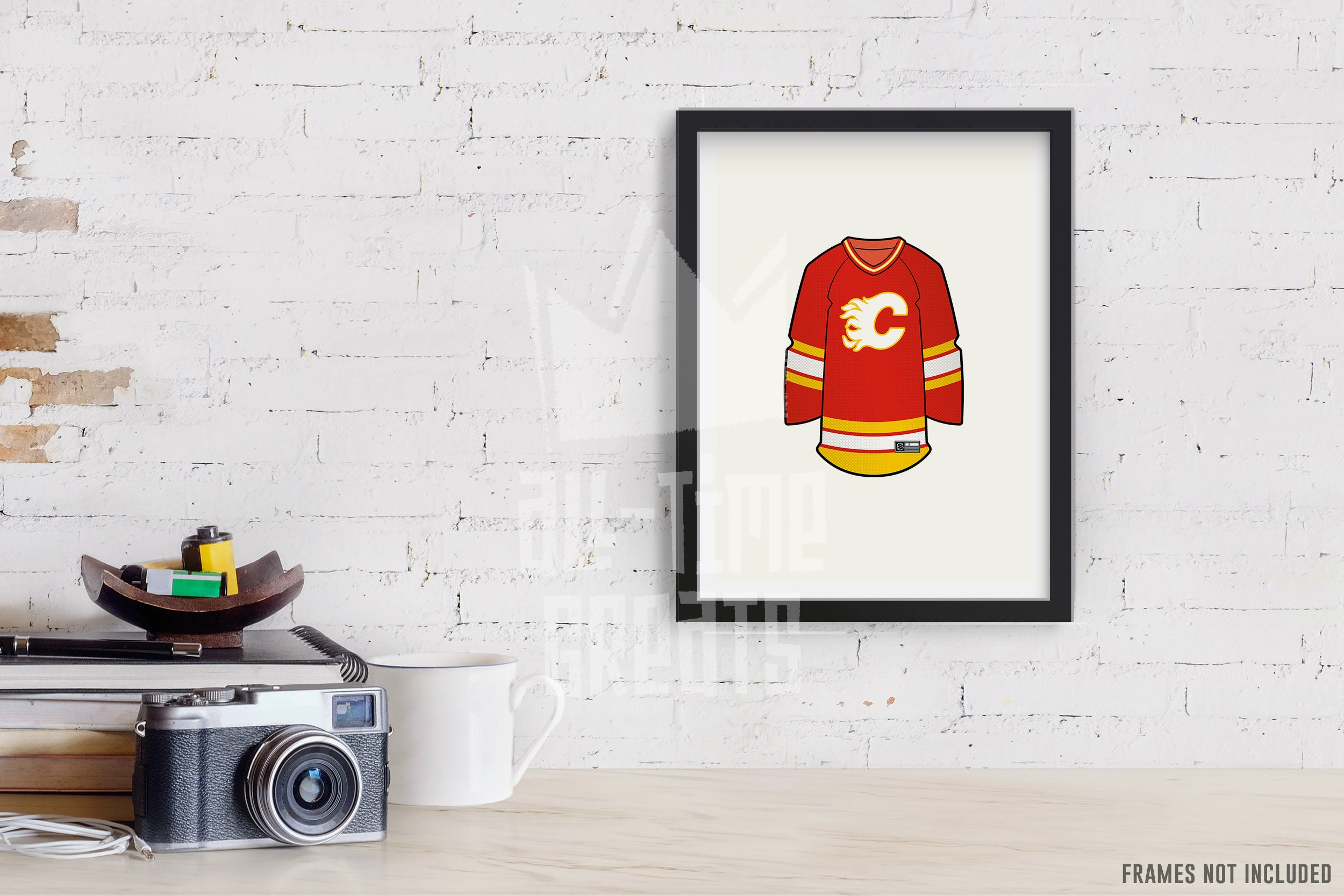 Calgary Flames Vintage Jersey Art Print, Small Vintage Sports ...
