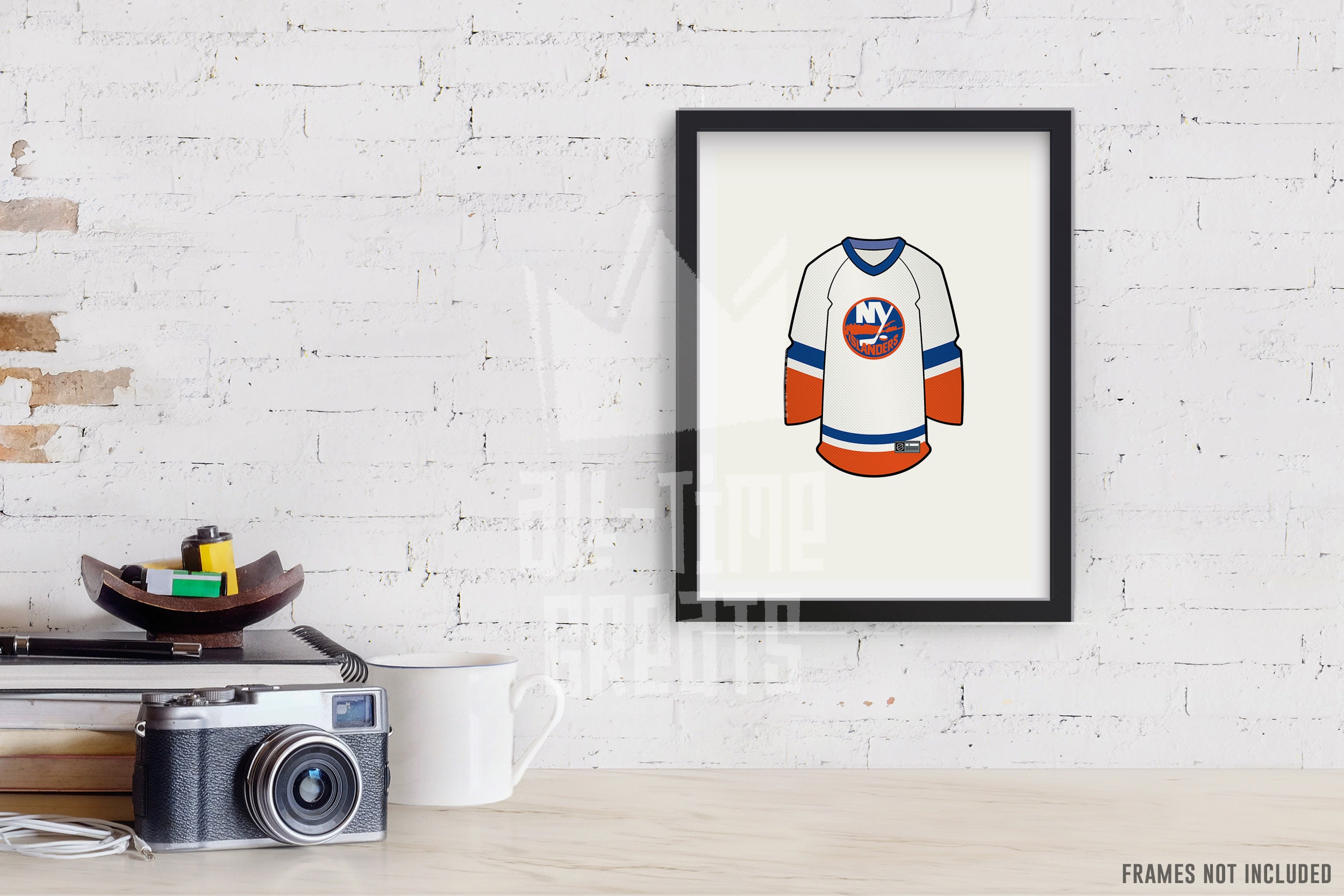 New York Islanders Jersey Art Print, Vintage Hockey Illustration - Etsy