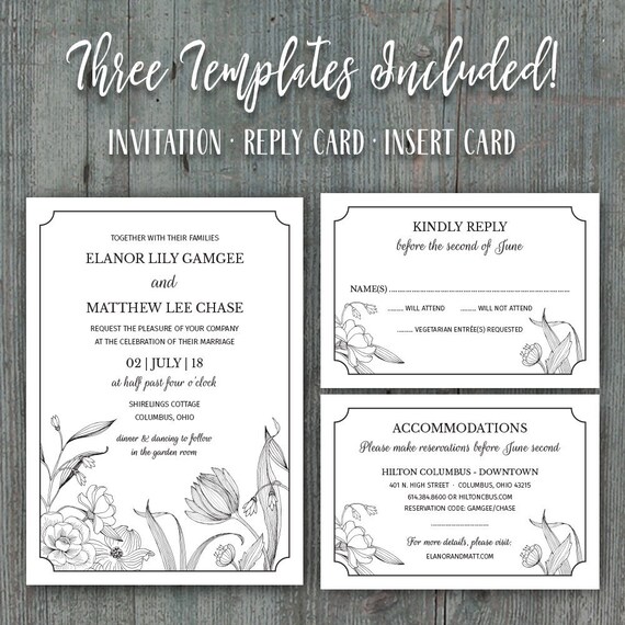 Printable Wedding Suite DIY Template Instant Download | Etsy