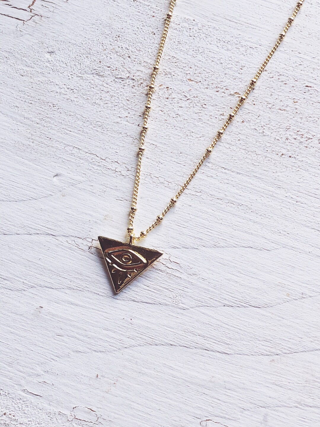 Evil Eye Triangle Necklace, Boho Gypsy Nomad Jewelry, Gold Filled ...