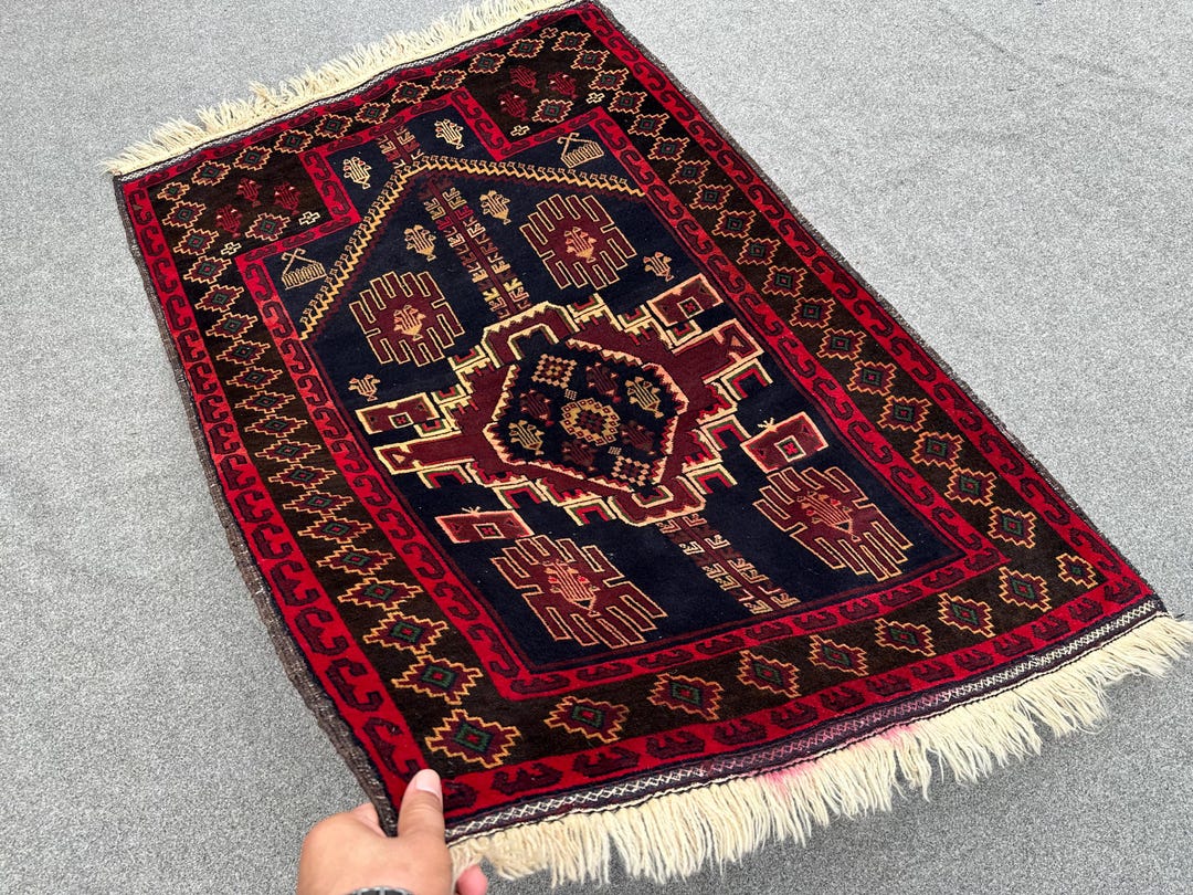 Handmade Afghan Baluchi Rug, Tribal Wool Rug 3'x4' - Etsy