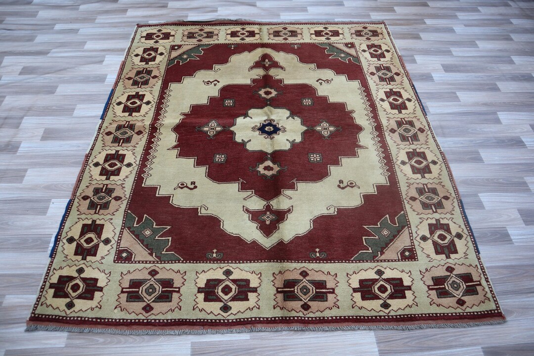 5'2 X 5'10 Ft Vintage Handmade Afghan Turkmen Pattern 100% Wool ...