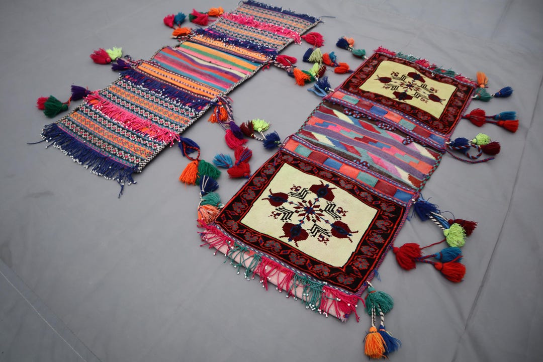 Set of 2 Handmade Afghan Pillow Covers: Tribal Geometric Wool Cushion ...