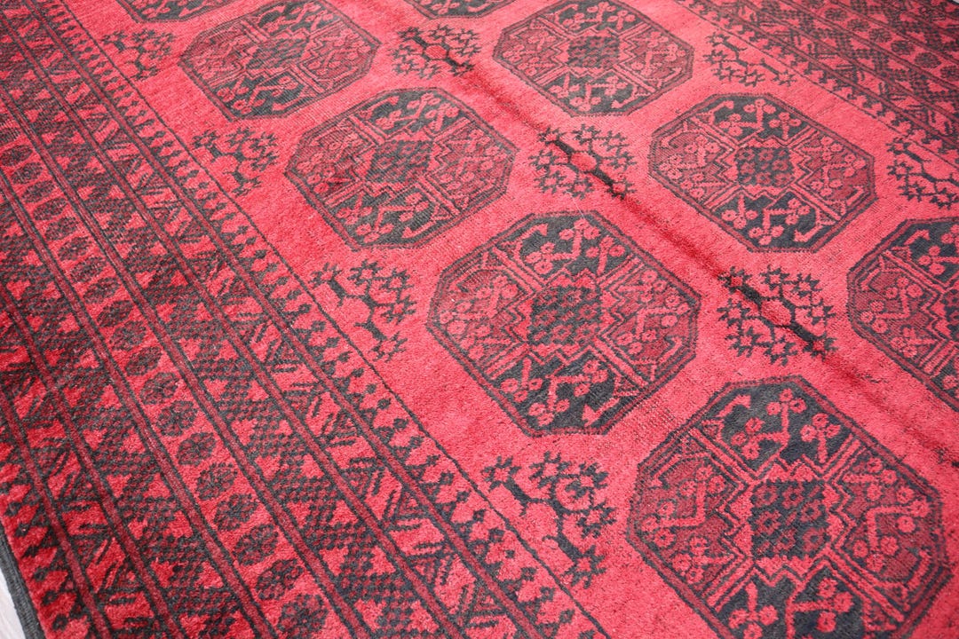 6x8ft Exquisite Philippine Design Rug Handmade Afghan Rusty Red Area ...
