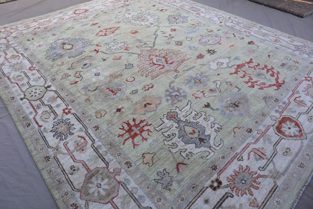 8x10 Soft Saga Green Oushak-style Rug Aesthetic Turkish Oushak Vintage Rug, Afghan Hand Knotted ...