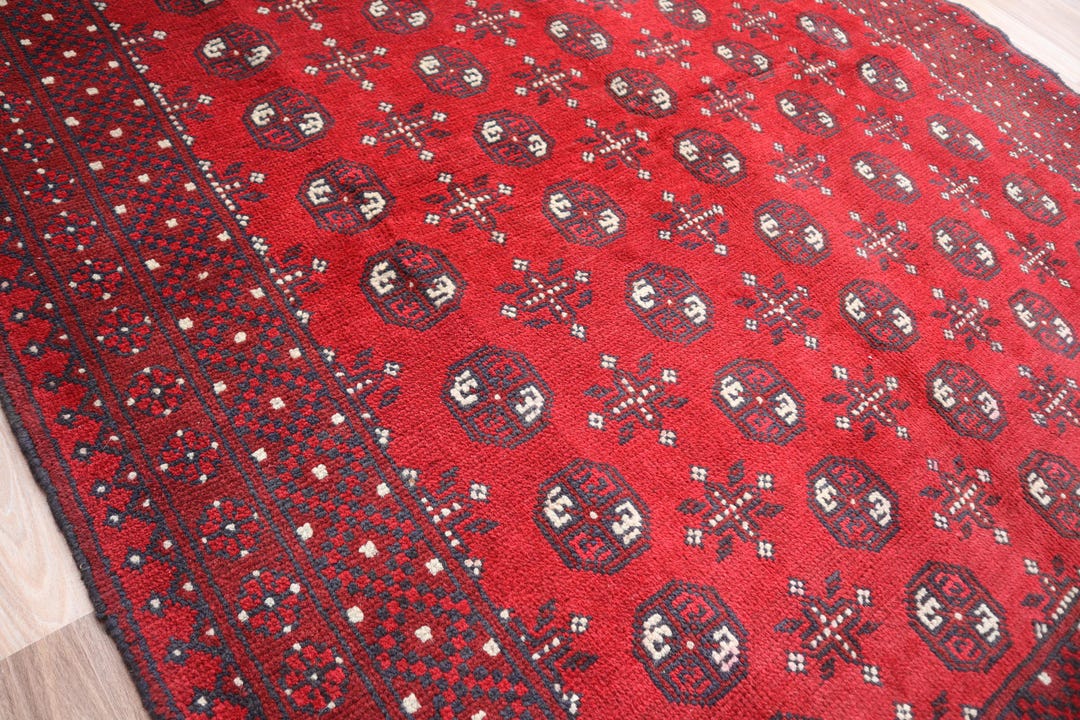 5x6 Red Tribal Mowri Gul Vintage Area Rug Afghan Hand Knotted Natural ...