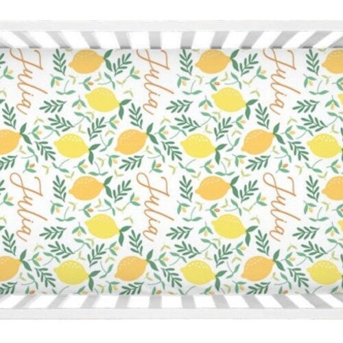 Lemon Crib Sheet Baby Girl Personalized Crib Sheet - Etsy