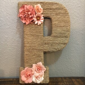 13 Twine Wrapped Initial With Paper Flower Detail - Etsy