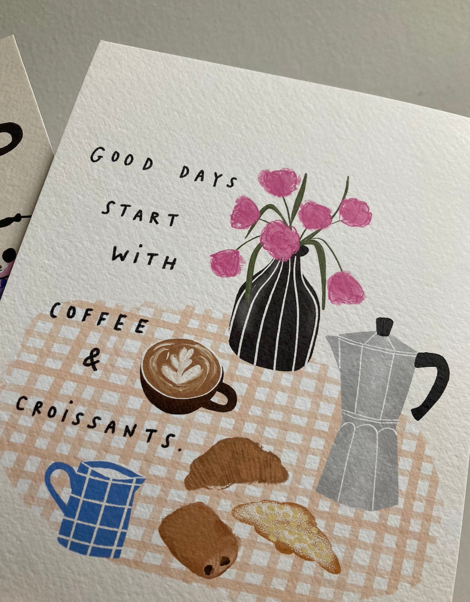 Good Mornings Start With Coffee and Croissants A4 Print - Etsy