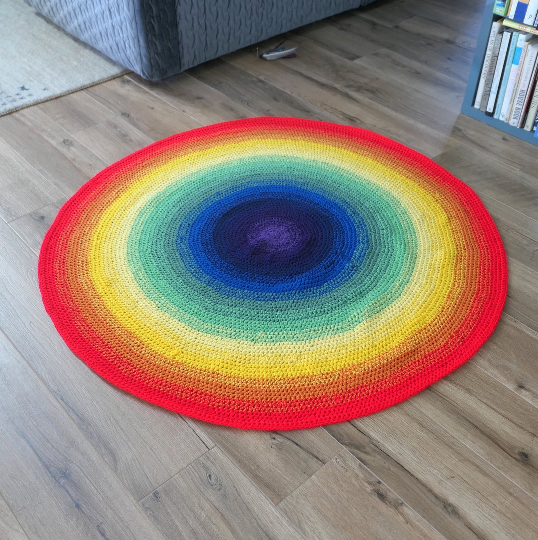 Rainbow Mat. Crocheted in Chunky Soft Acrylic in All the Colours of the ...