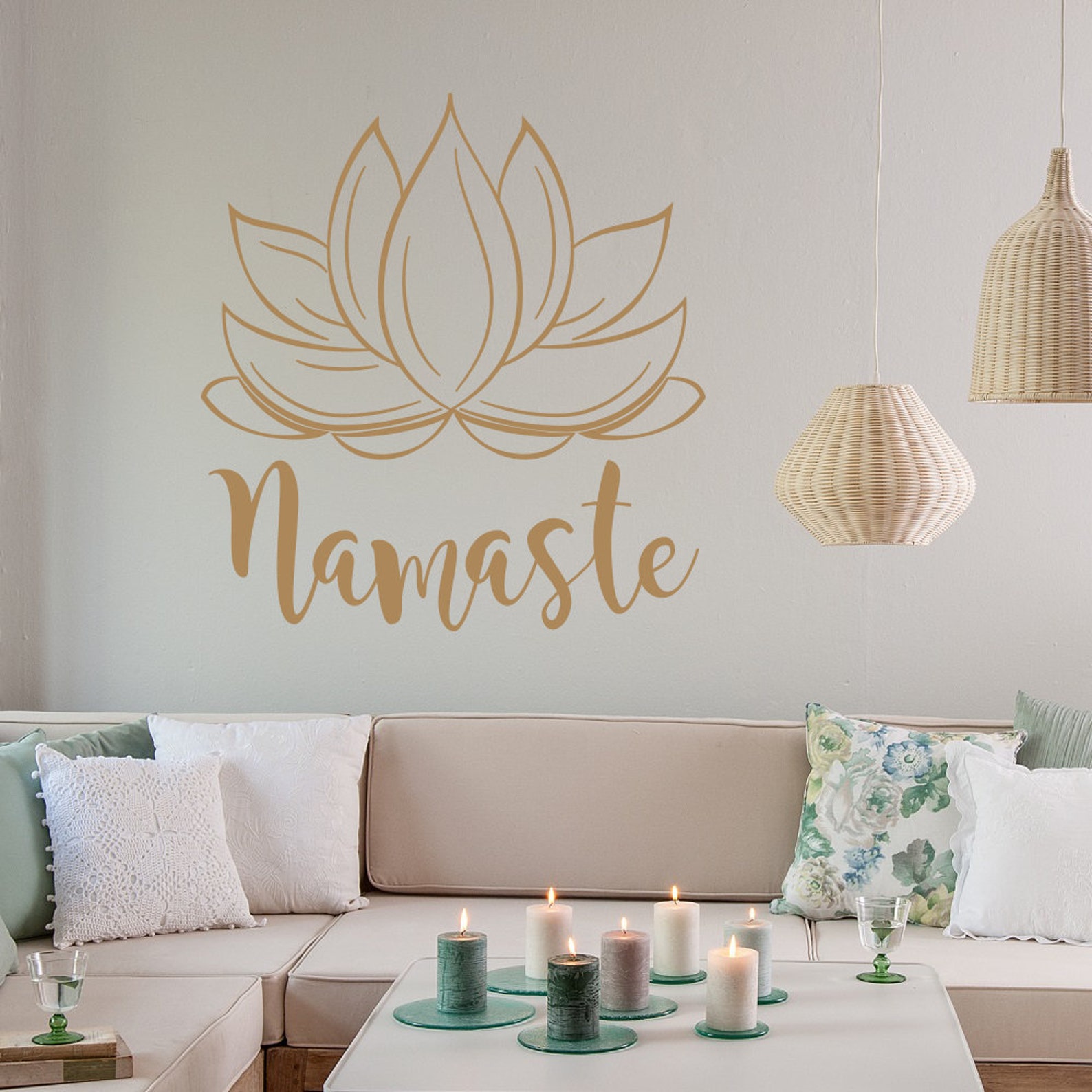 Lotus Flower Wall Decal Mandala Vinyl Sticker Namaste Wall - Etsy