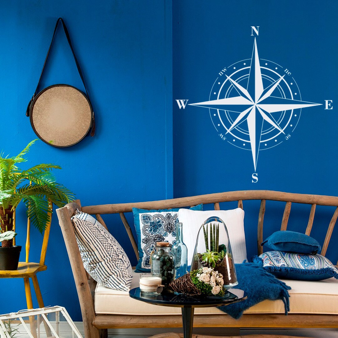 Compass Rose Decal: Nautical Home Decor, Travel Wall Art, Coastal ...