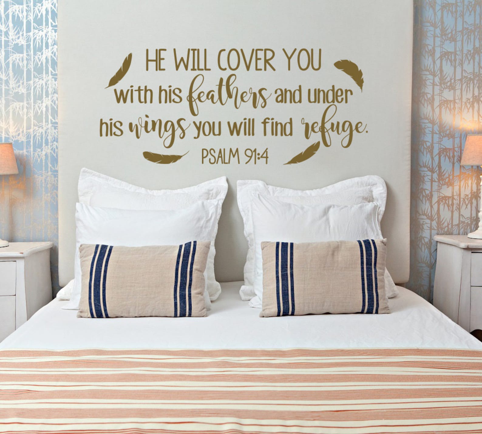 PSALM 91:4 He Will Cover You With His Feathers Bible Verse | Etsy