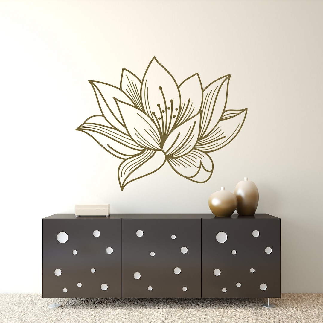 Lotus Flower Wall Art Decal, Lotus Flower Vinyl Sticker, Nature ...