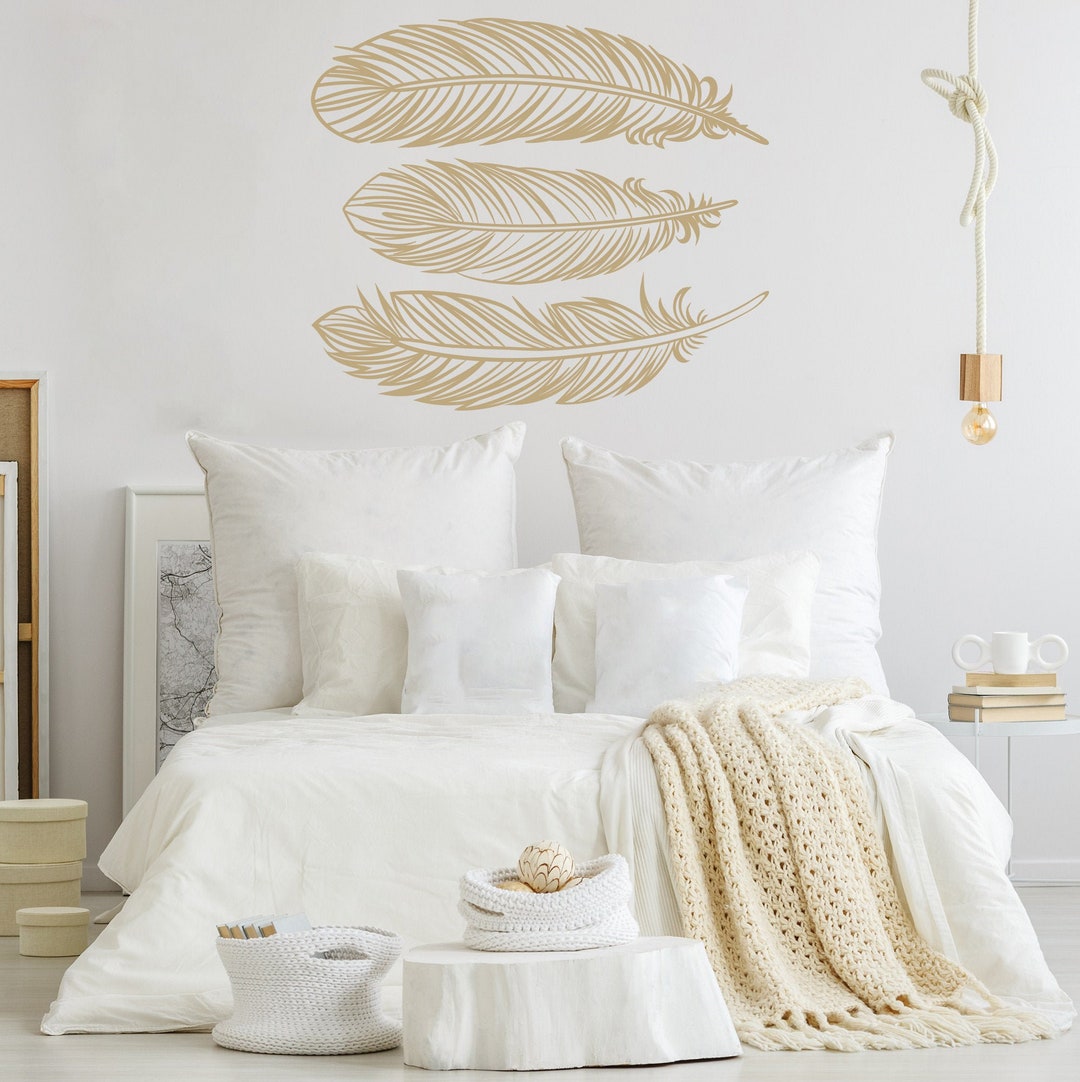 Feathers Wall Decal- Feather Wall Art- Set of 3 Feathers Wall Decor ...