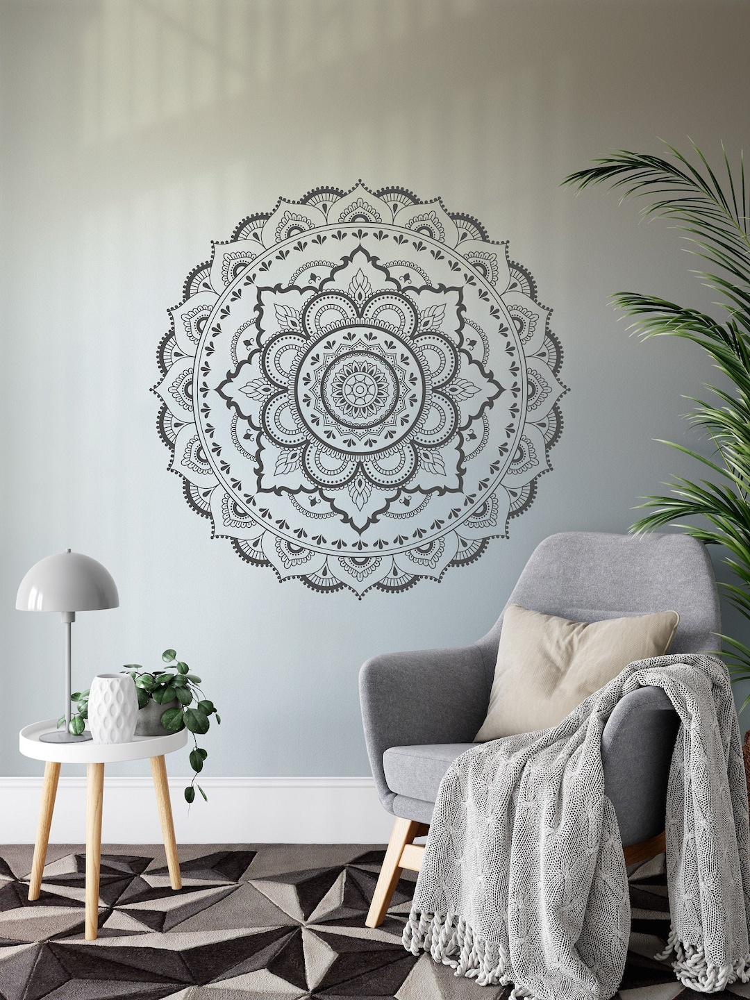 Vinyl Mandala Wall Sticker - Mandala Wall Decal, Bohemian Wall Decor ...