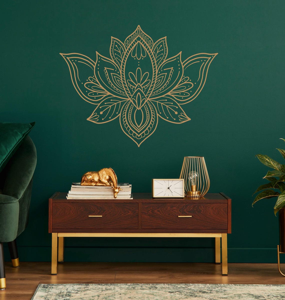 Lotus Flower Wall Decal: Mandala Vinyl Sticker, Spiritual Home Art #385 ...