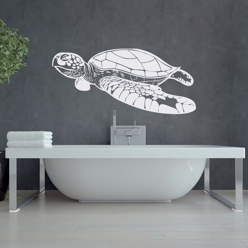 Turtle Wall Decal Sea Animals Decor Nautical Wall Decal Ocean - Etsy