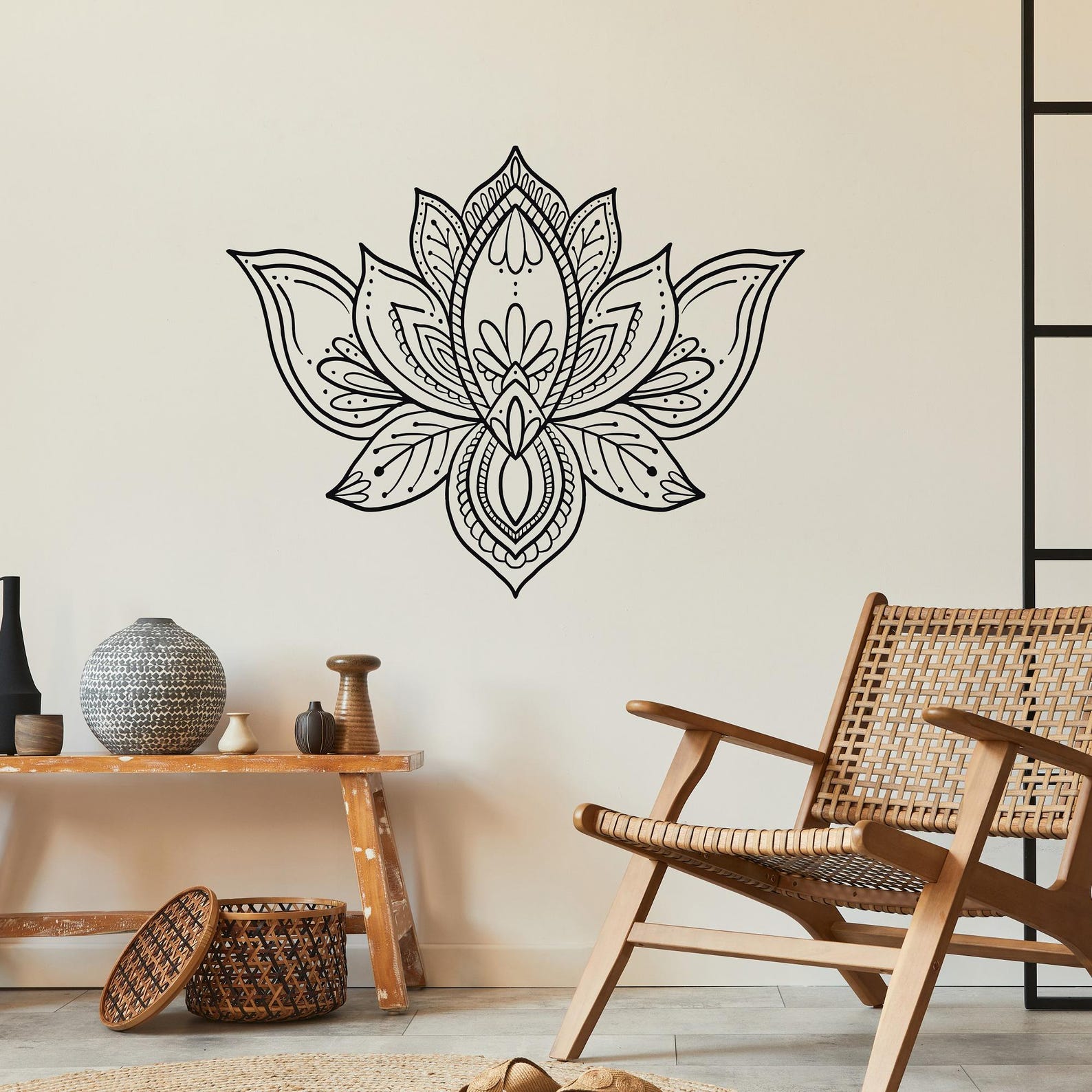 Lotus Flower Wall Decal: Mandala Vinyl Sticker, Spiritual Home Art #385 ...