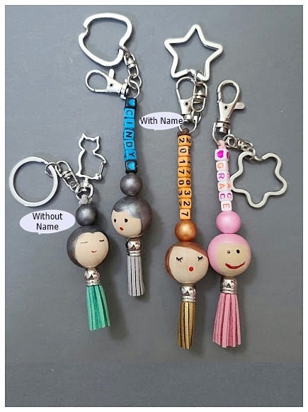 Kids Name Key Chain/cute Doll Face With Name Key Chain/girls Face Name ...