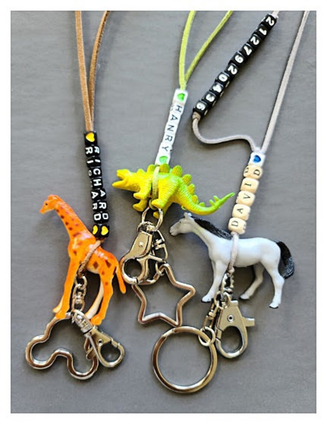 Personalized Lanyard /colors Names Beads Lanyard for Kids / Animal ...