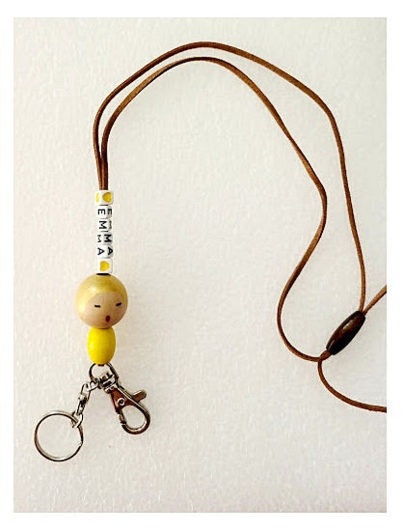 Personalized Colors Names Beads Lanyard for Kids / Doll Face Lanyard ...