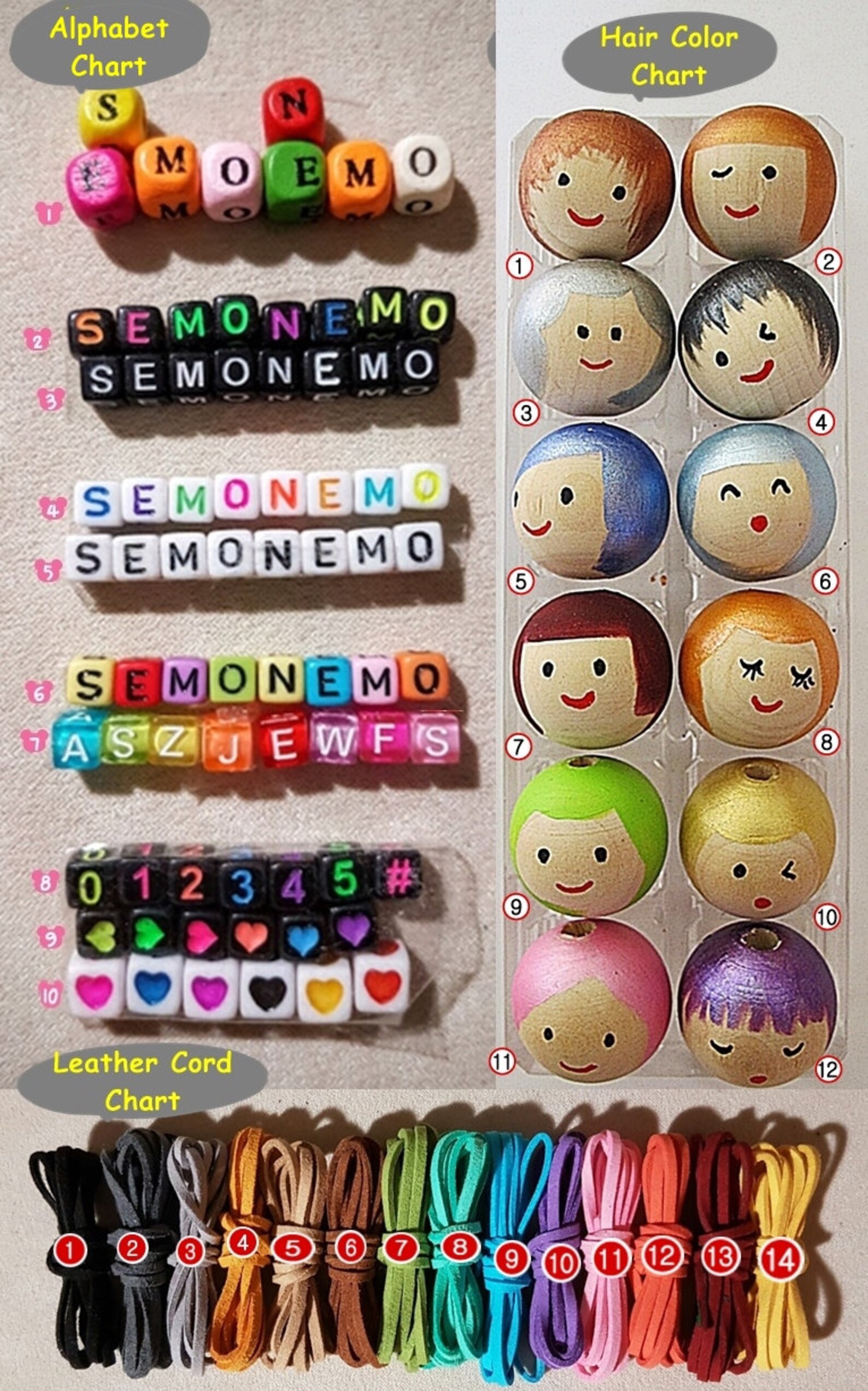 Wooden Bead Name Necklace.doll Face Wooden Bead With Name Handmade Kids ...