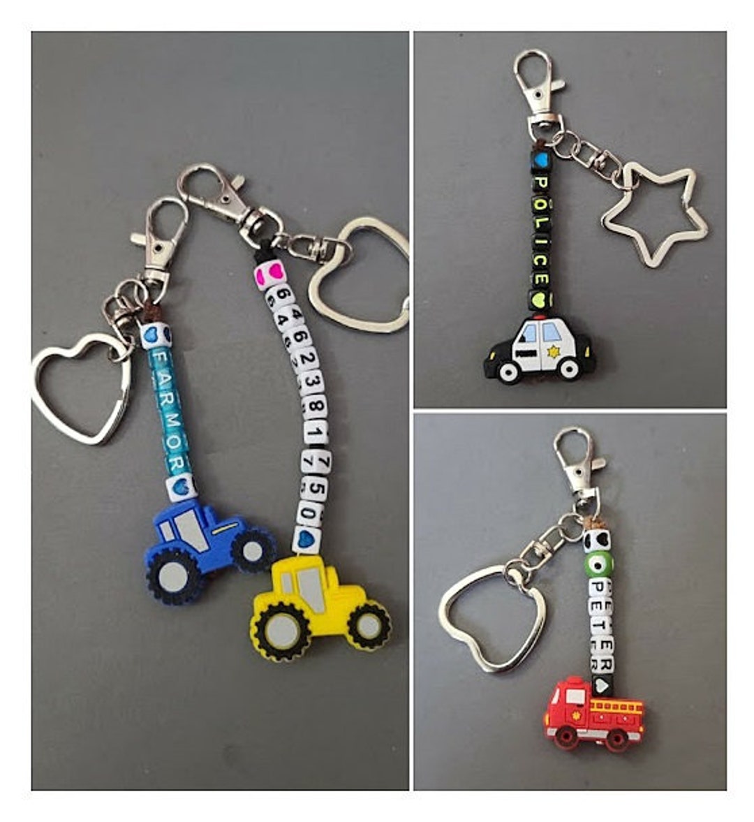Kids Name Tag Key Chain/cute Tiny Car Name Key Chain/boys & Girls Name ...