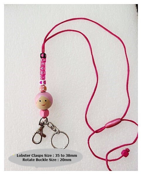 Personalized Colors Names Beads Lanyard for Kids / Doll Face Lanyard ...