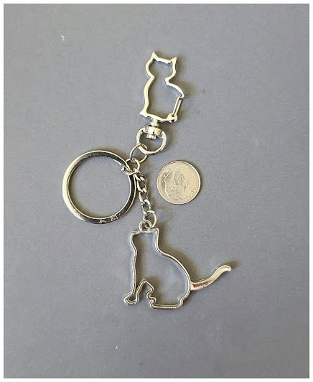 Cat Silver Metal Name Key Chain / Animal Cat Metal Key Chain / Gift to ...
