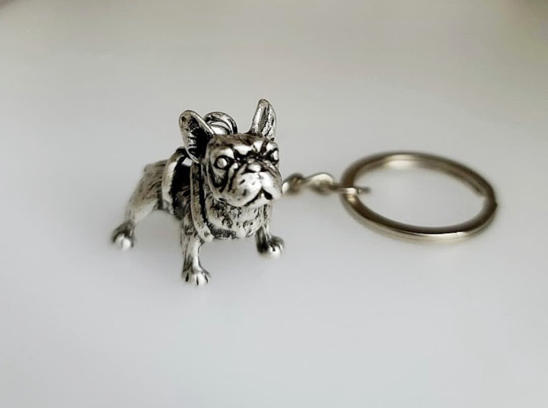 Bulldog Keychains/cute Metal Bulldog Pendant Dog Keychain Keyrings/ Pet ...