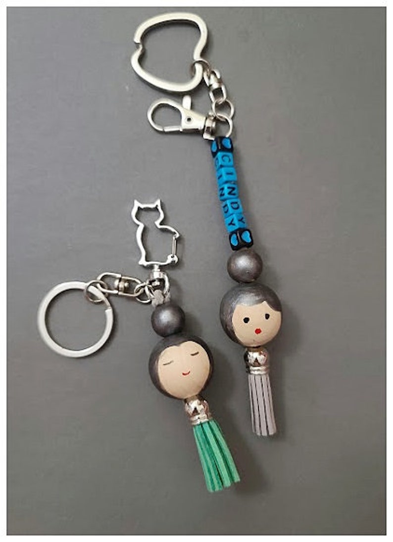 Kids Name Key Chain/cute Doll Face With Name Key Chain/girls Face Name ...