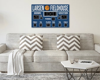 Basketball Scoreboard Various Sizes Hanging Wood Artwork Sports-themed ...
