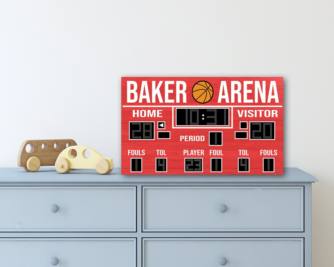28” X 16” Basketball Scoreboard | Personalized Sports-themed Room ...