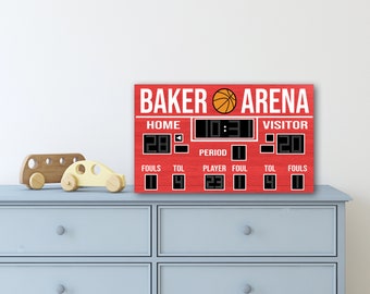 Basketball Scoreboard Various Sizes Hanging Wood Artwork Sports-themed ...