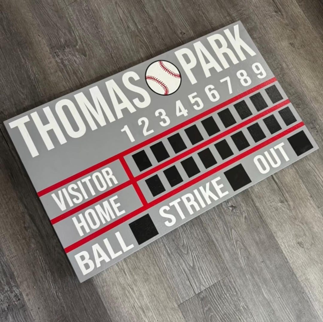 Personalized Baseball Scoreboard: Sports Nursery Decor, Man Cave (39” X ...