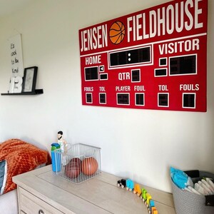 Basketball Scoreboard | Various Sizes | Hanging Wood Artwork | Sports ...