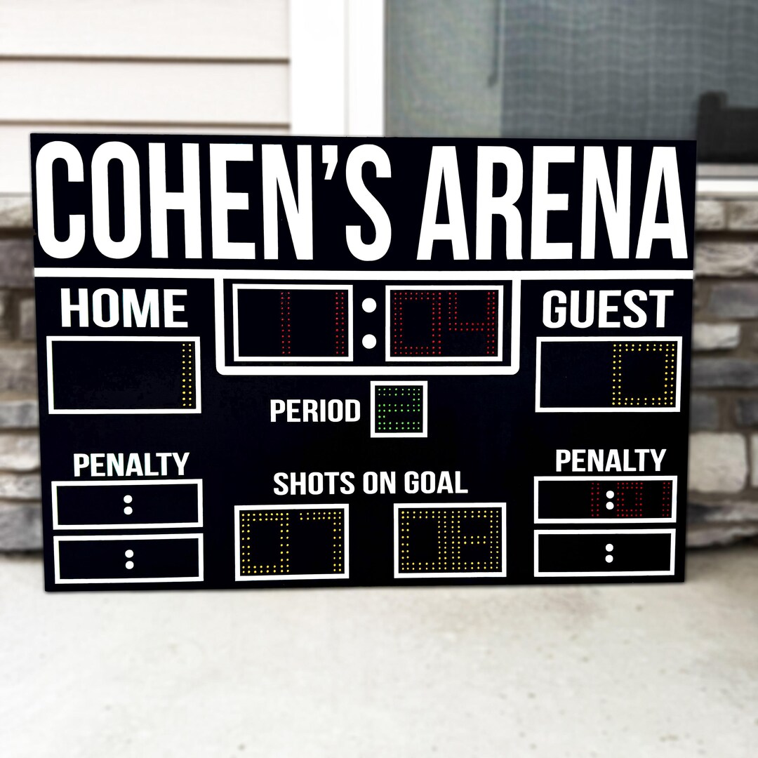 Personalized Hockey Scoreboard Sign: Sports-themed Wood Decor (30” X 21 ...