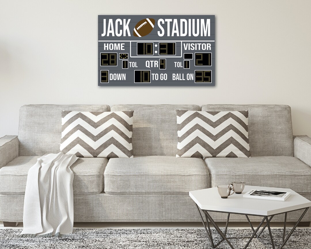 Personalized Football Scoreboard: Sports-themed Wood Artwork (36” X 22 ...