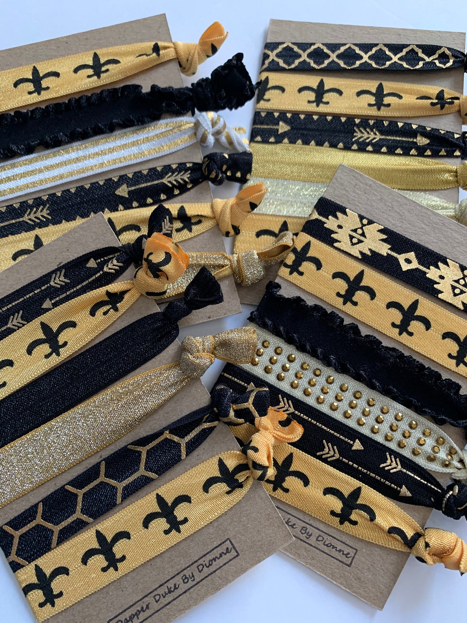 Saints Set of 6 Hair Ties for the Who Dat Fan Black and Gold - Etsy