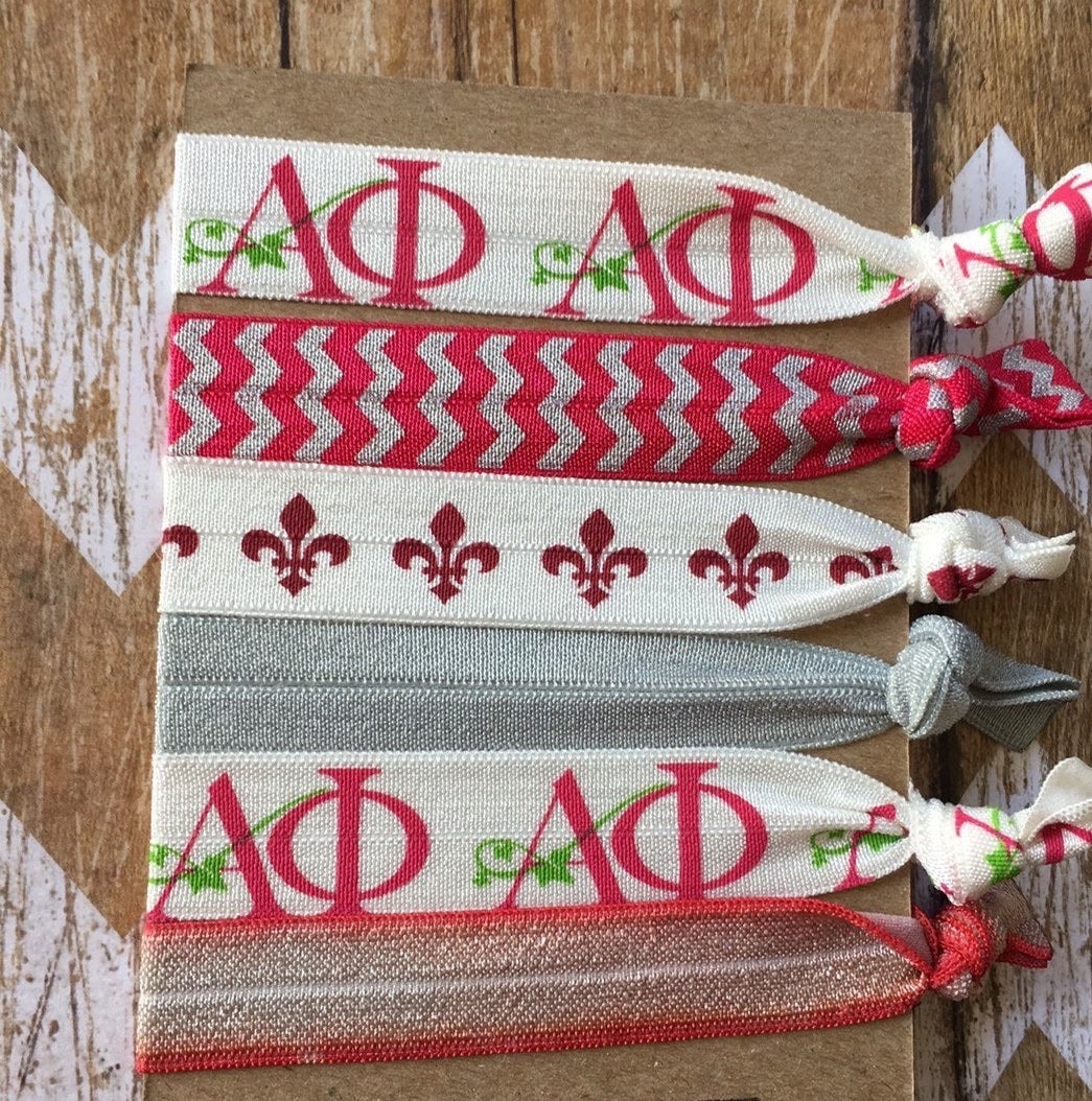 Alpha Phi Hair Ties Set of 6 Hair Ties in Sorority Colors. - Etsy