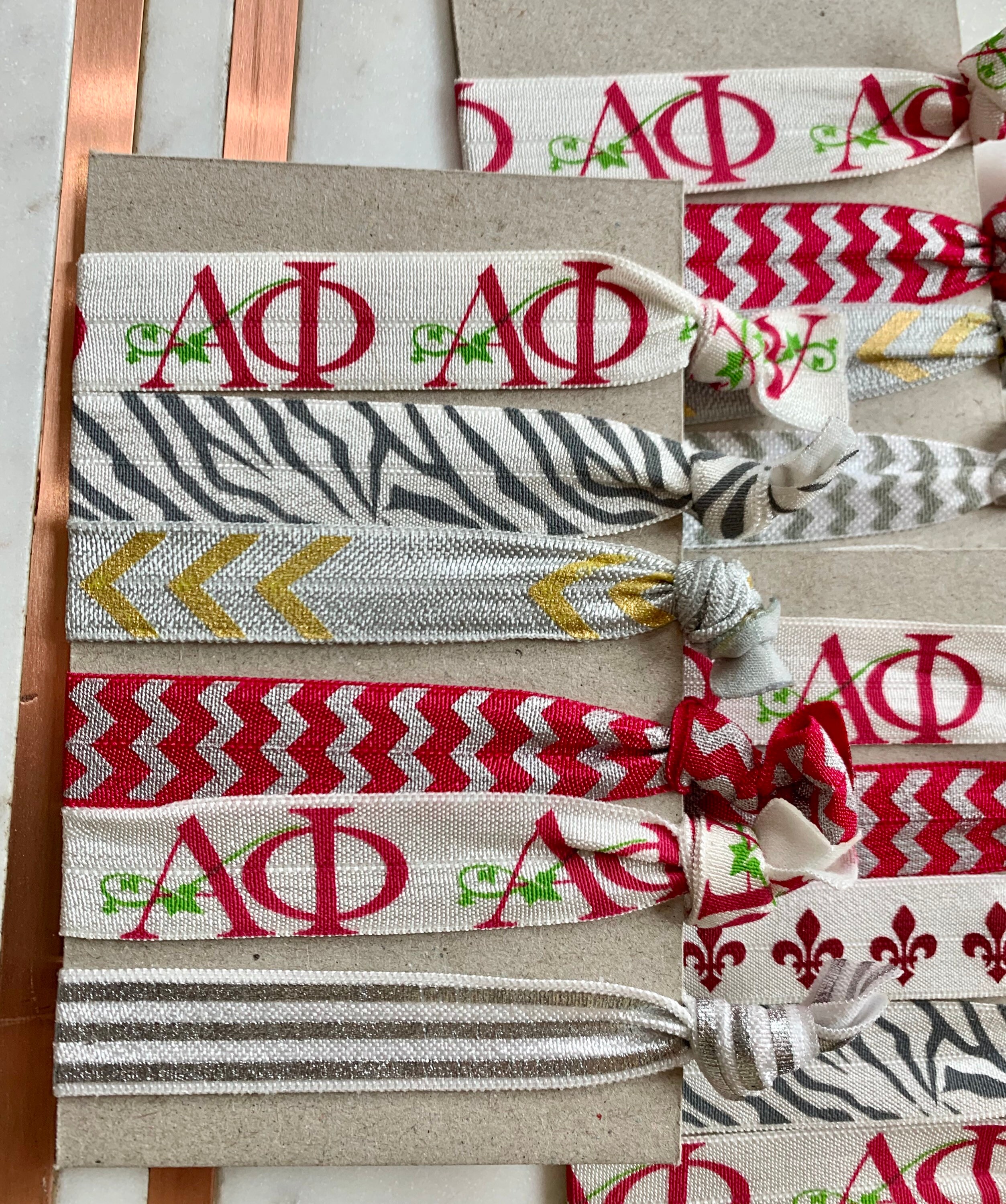 Alpha Phi Hair Ties Set of 6 Hair Ties in Sorority Colors. - Etsy