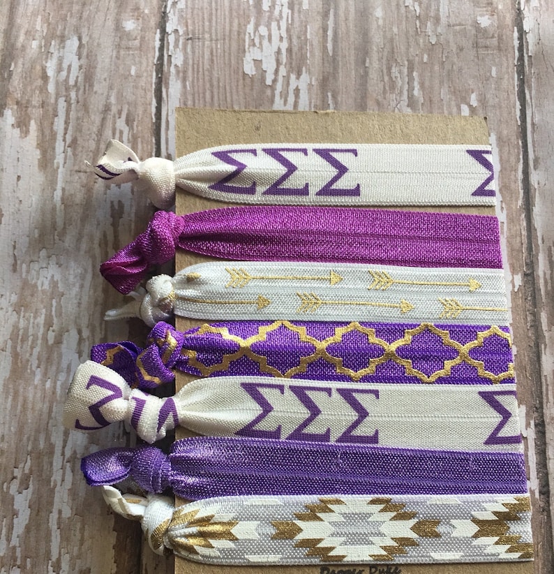 Tri Sig Always Wins BIG Sigma Sigma Sigma Hair Ties Set of 6. Great ...