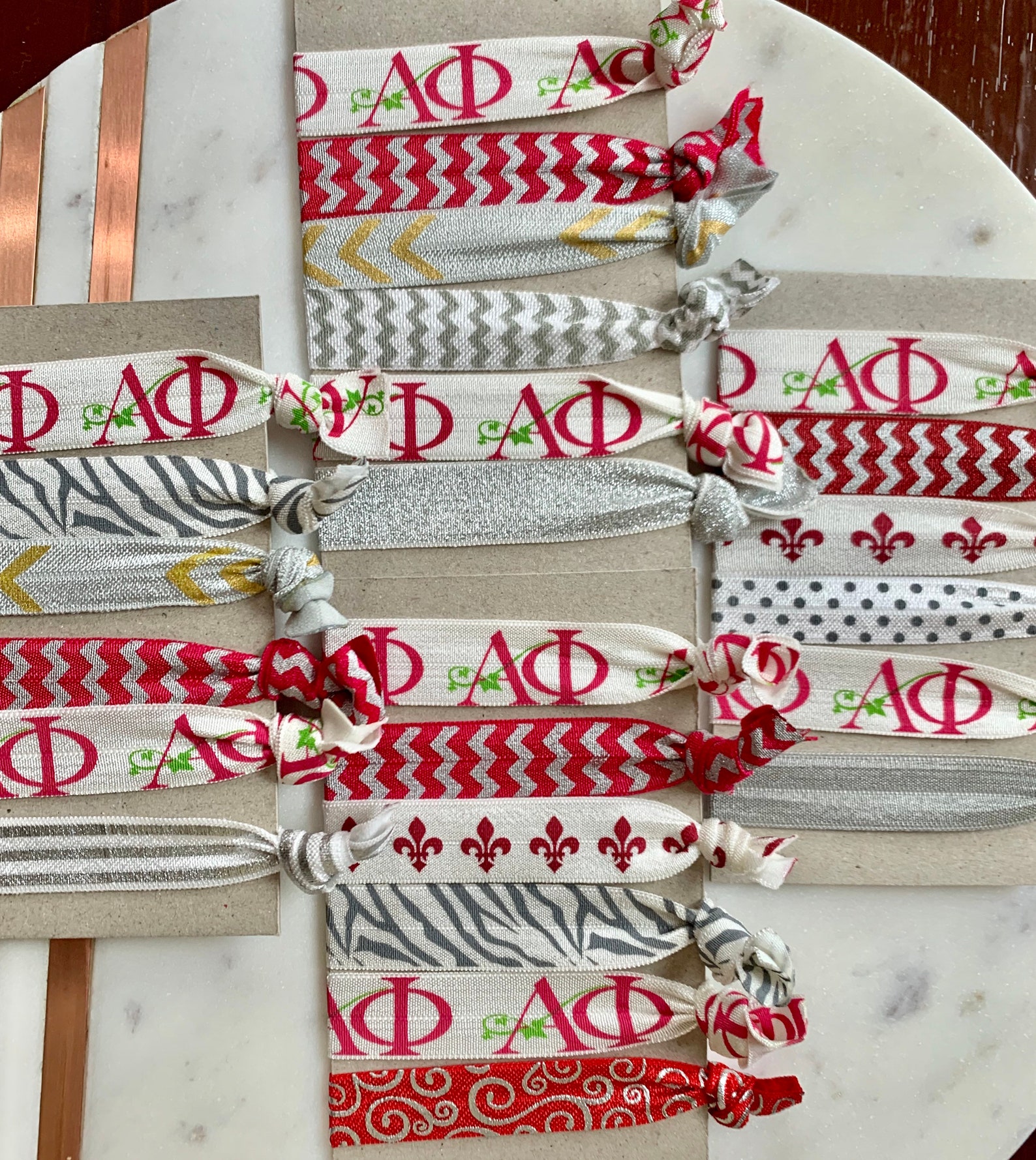 Alpha Phi Hair Ties Set of 6 Hair Ties in Sorority Colors. - Etsy