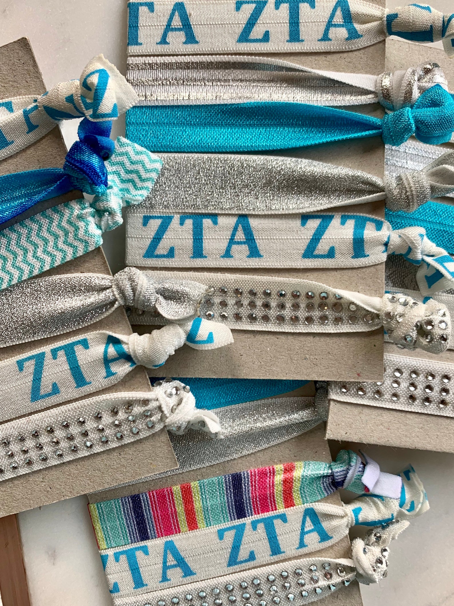 Zeta Tau Alpha Hair Ties Set of 6 Go Greata' Go Zeta | Etsy