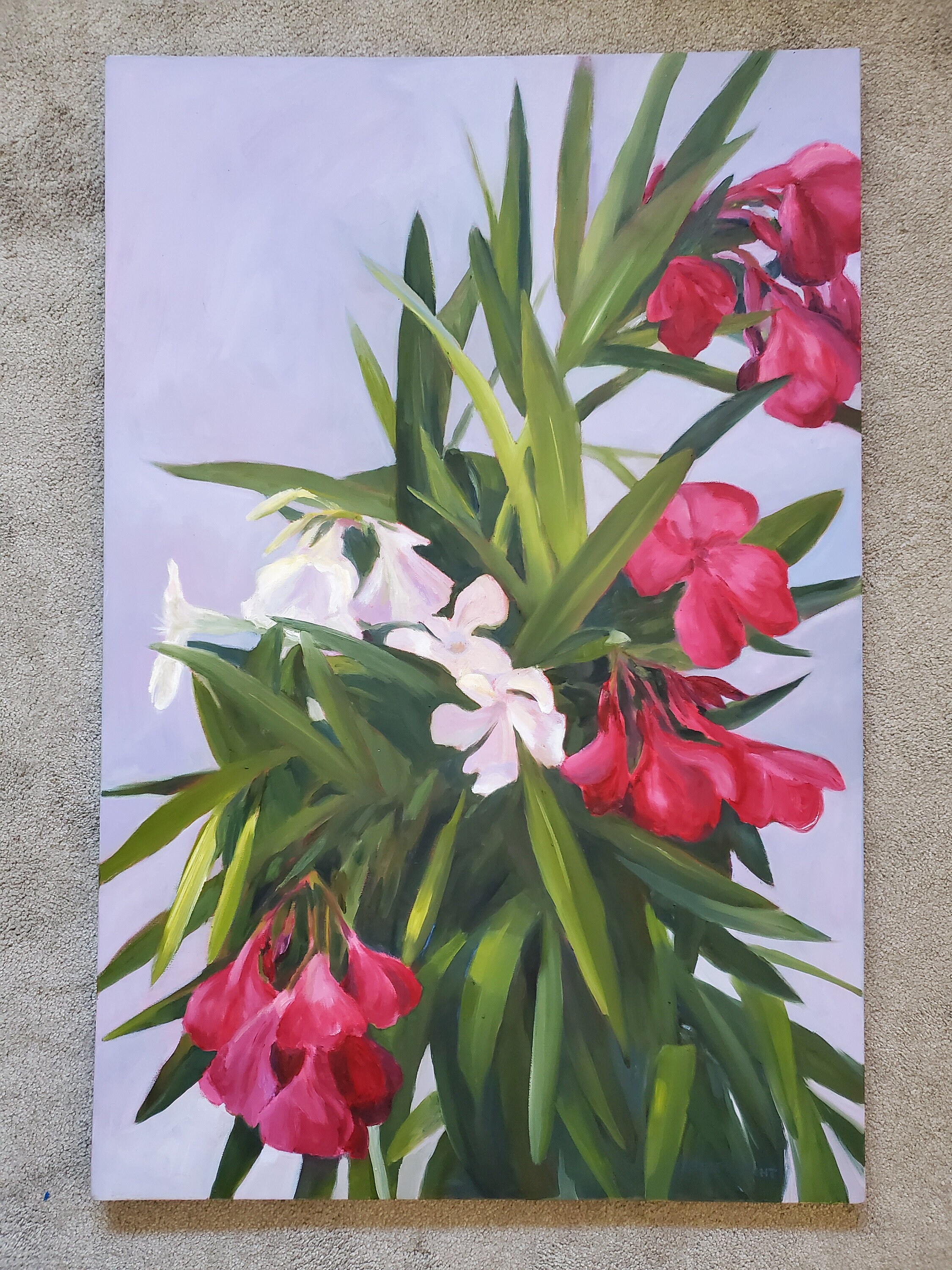 Oil Painting of Oleander Flowers - Etsy UK
